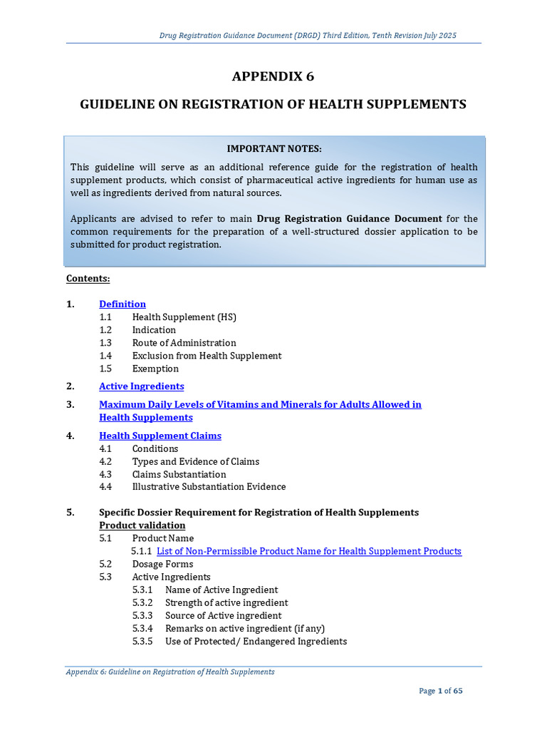 Health Supplements Registration Guidelines | PDF | Dietary Supplements ...