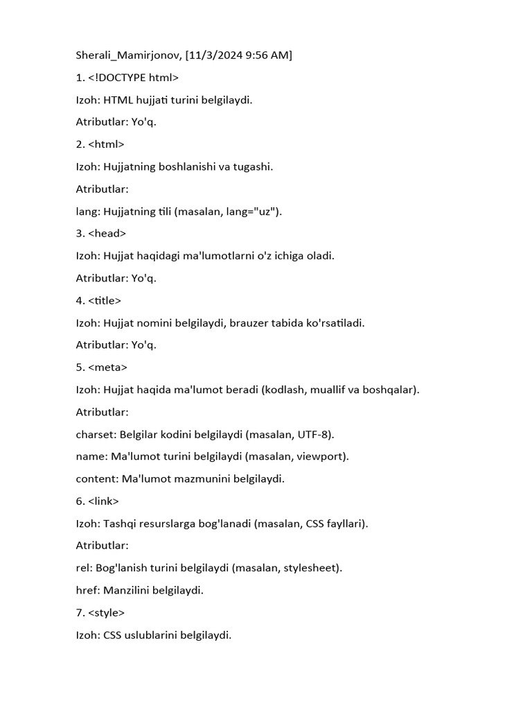 HTML Main Tags | PDF