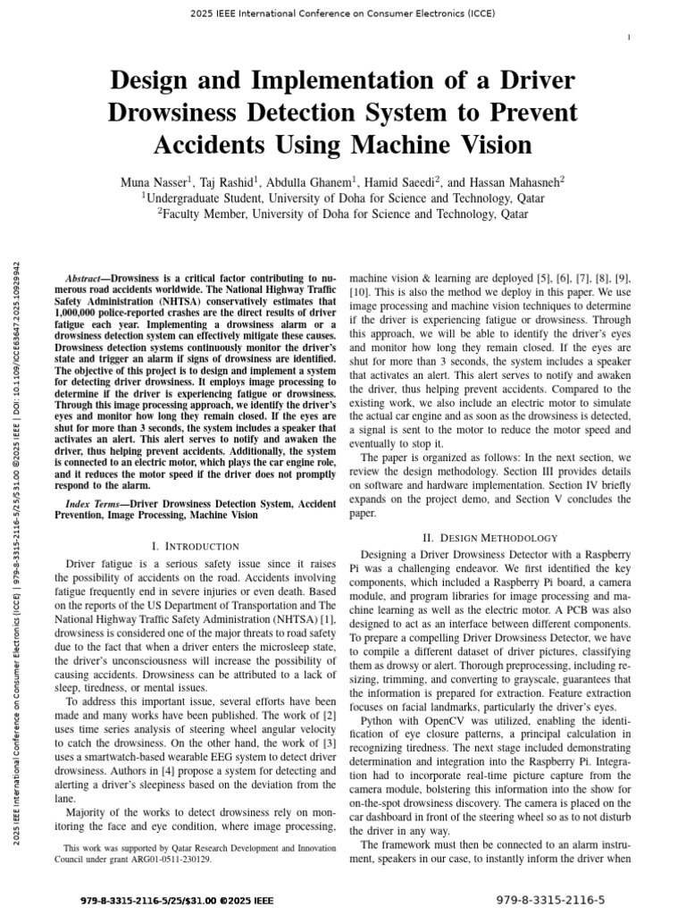 Design and Implementation of A Driver Drowsiness Detection System To Prevent Accidents Using ...