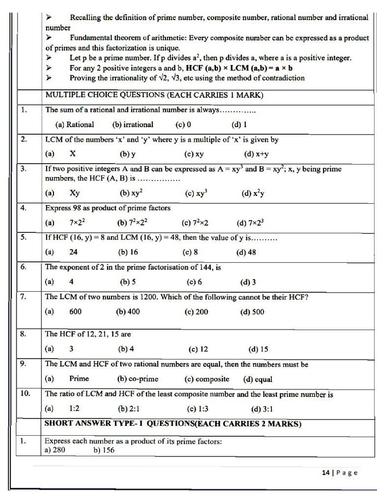 Real Numbers Imp Board Question - Class-X | PDF