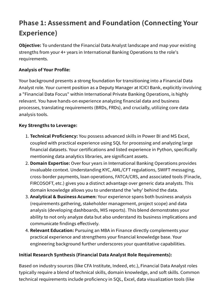Phase 1 - Assessment and Foundation (Connecting Your Experience) | PDF ...