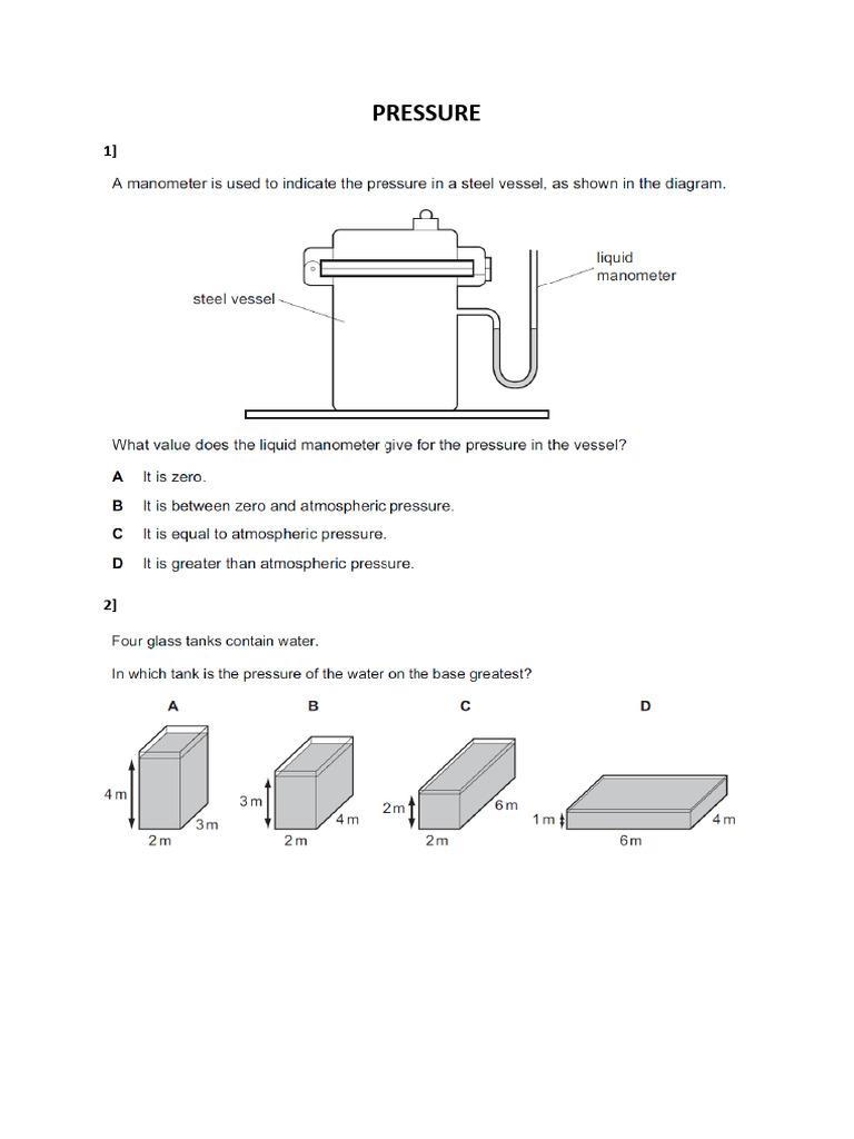 08 - Pressure - MCQ | PDF