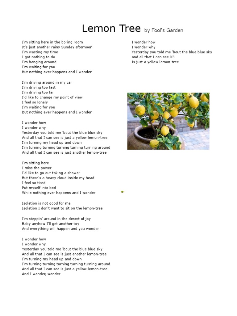 Lemon Tree: by Fool's Garden | PDF