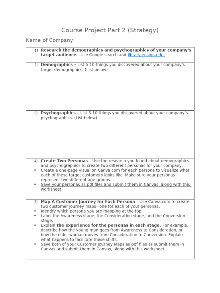 Course Project Part 2 (Strategy) | PDF