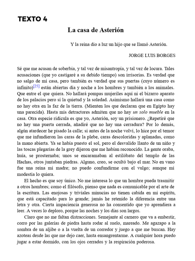 TEXTO 4 - La Casa de Asterión - Jorge Luis Borges | PDF | Minotauro | Teseo