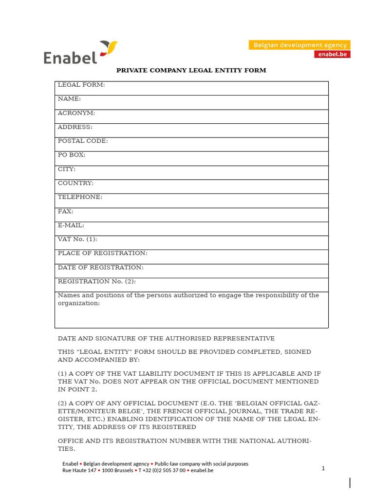 A18.Private Company Legal Entity Form TP RD2019-1 | PDF