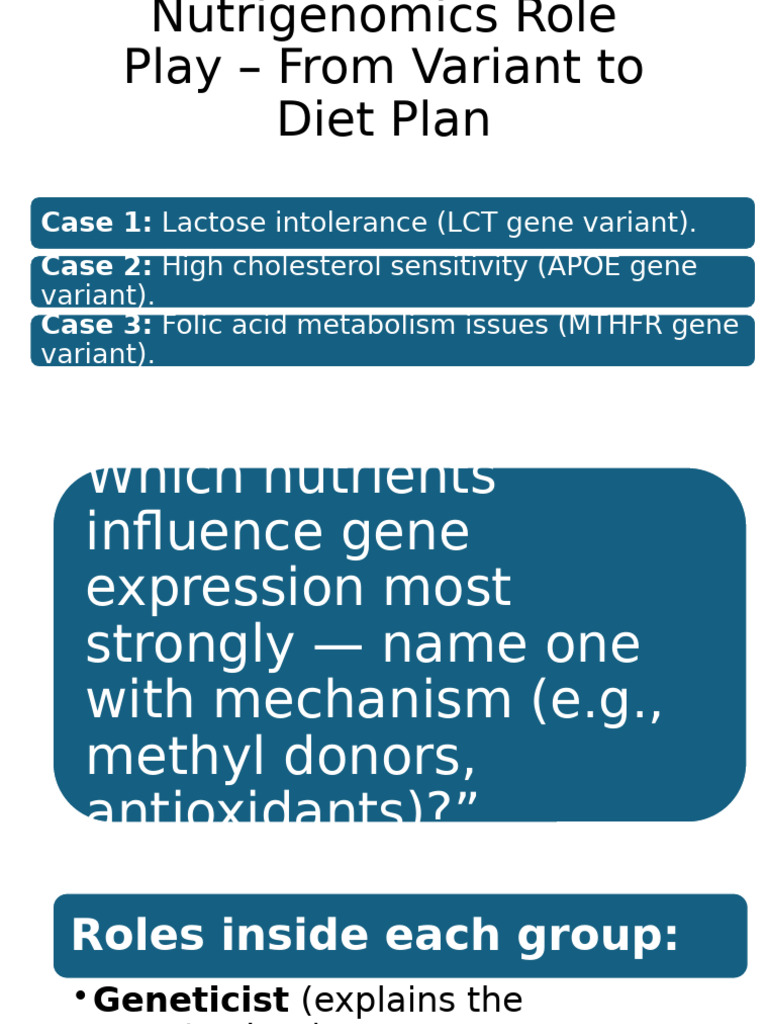 Nutrigenomics Role Play - From Variant To Diet | PDF