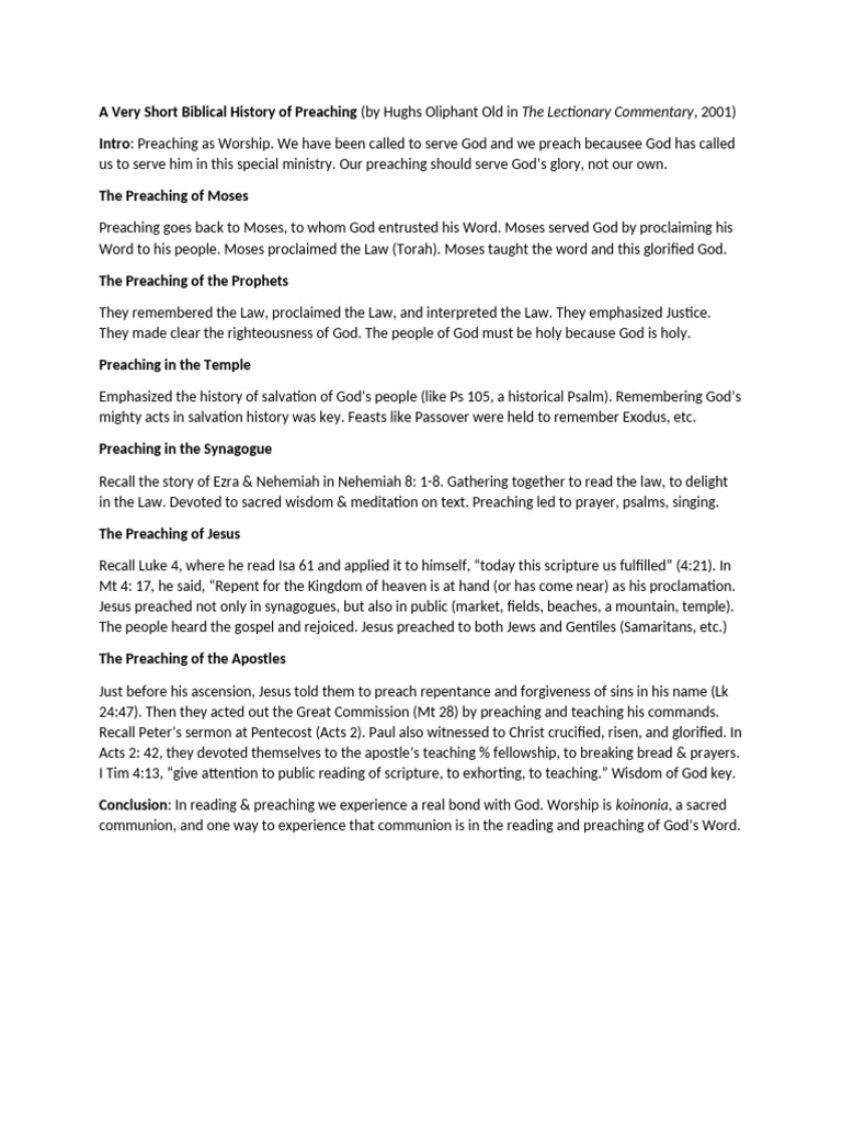 Biblical History of Preaching | PDF