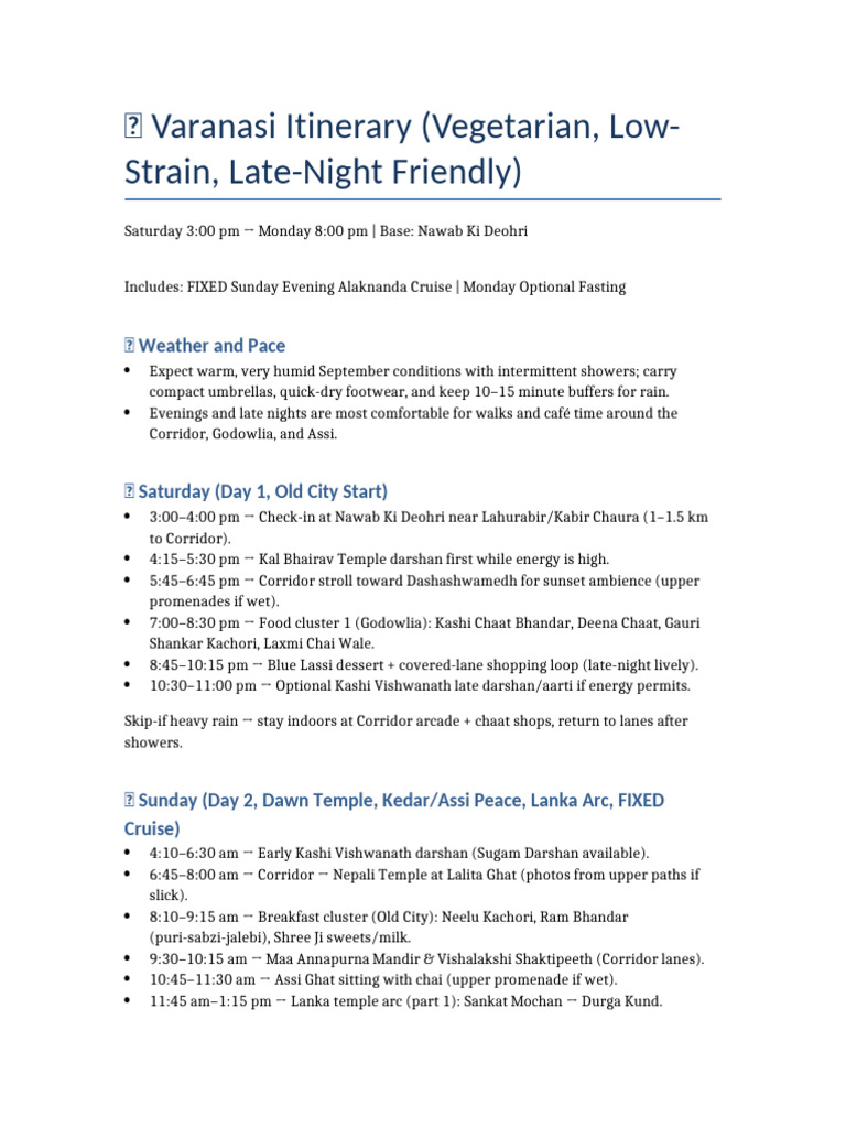 3-Day Varanasi Itinerary Guide | PDF