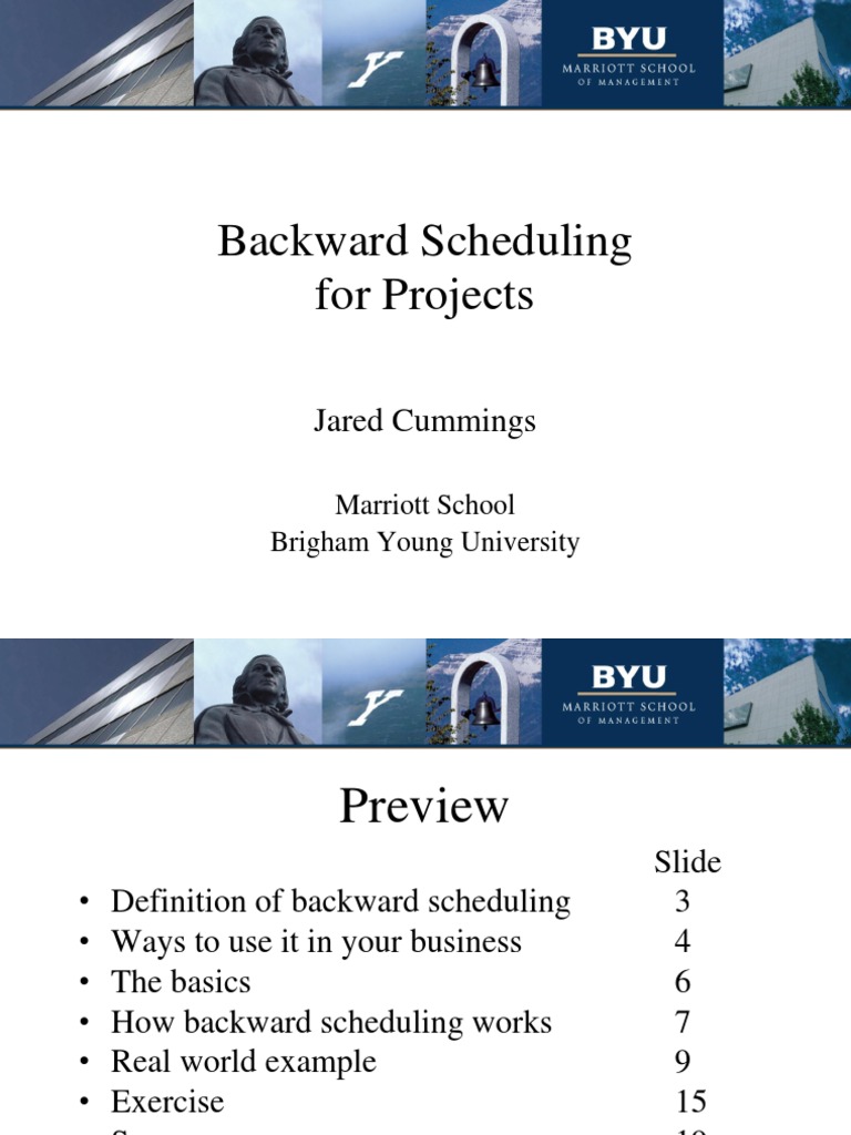 Backward Scheduling For Projects: Jared Cummings | PDF | Scheduling ...