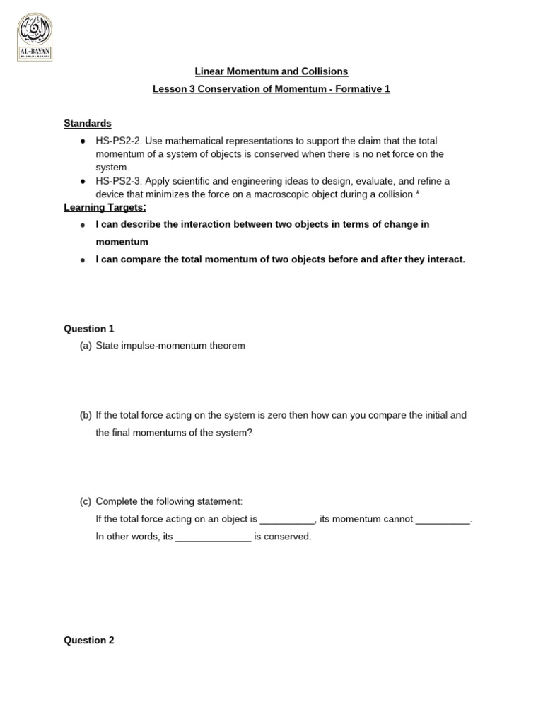 Momentum Conservation in Collisions | PDF | Force | Momentum
