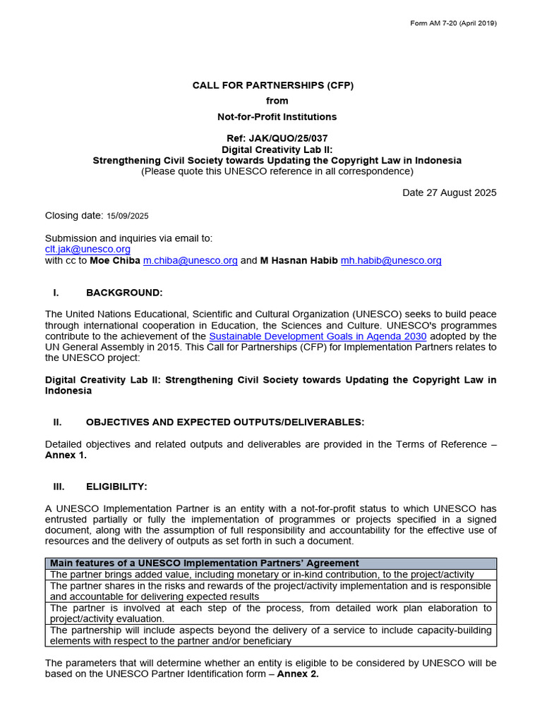 Extended - 00 Form Am 7-20 Unesco-Kfit CFP 220725 Dir Aca | PDF ...