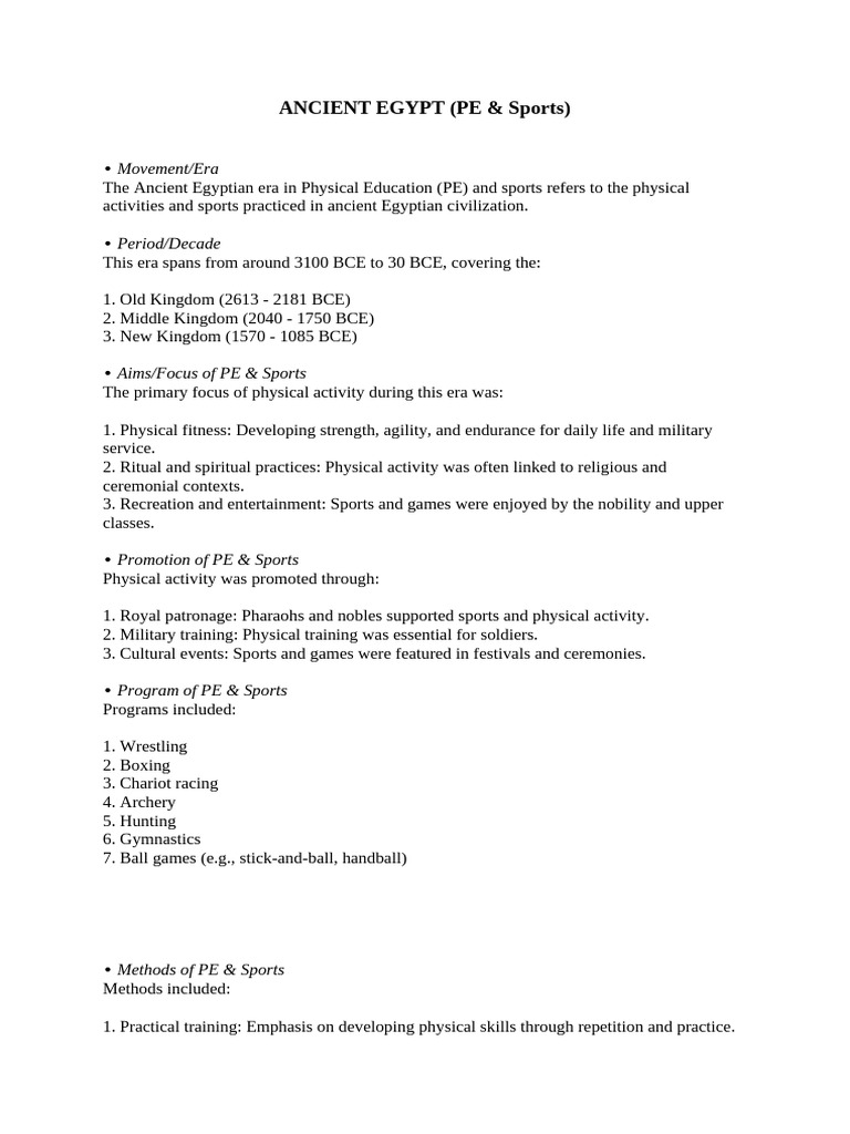 Ancient Egyptian Physical Education Insights | PDF