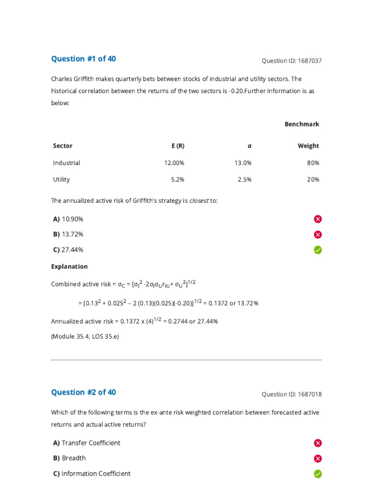 Active Management Strategies and Risks | PDF | Sharpe Ratio | Portfolio ...
