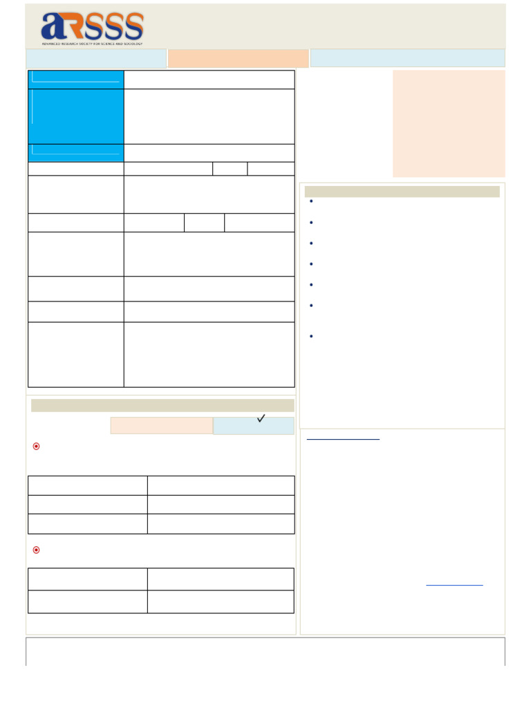 ARSSS Conference Registration Form | PDF
