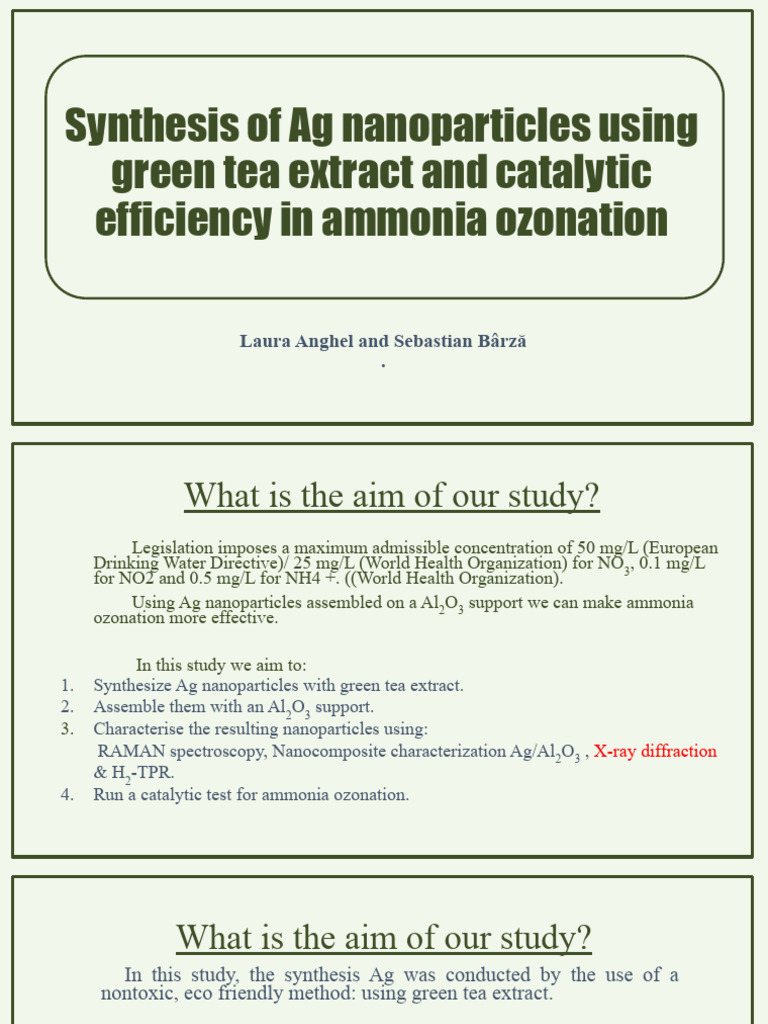 Green Tea-Based Ag Nanoparticles for Ammonia Ozonation | PDF ...