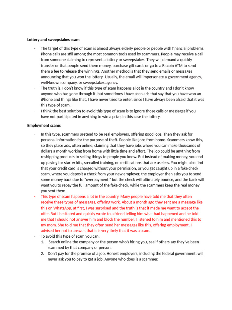 Lottery and Sweepstakes Scam | PDF