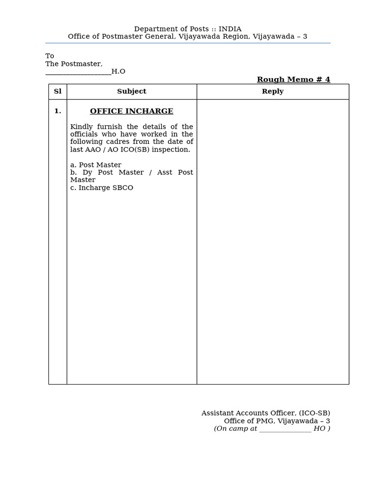 4 Rough Memo - Office Incharges | PDF
