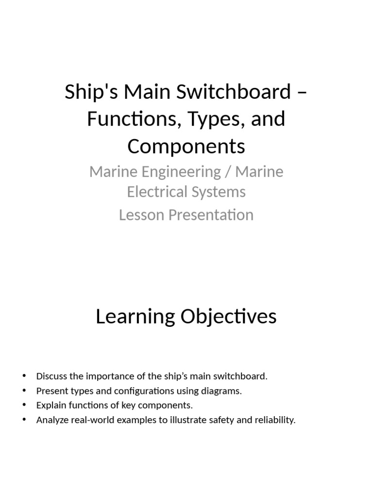 Ship Main Switchboard Overview | PDF | Manufactured Goods | Power (Physics)