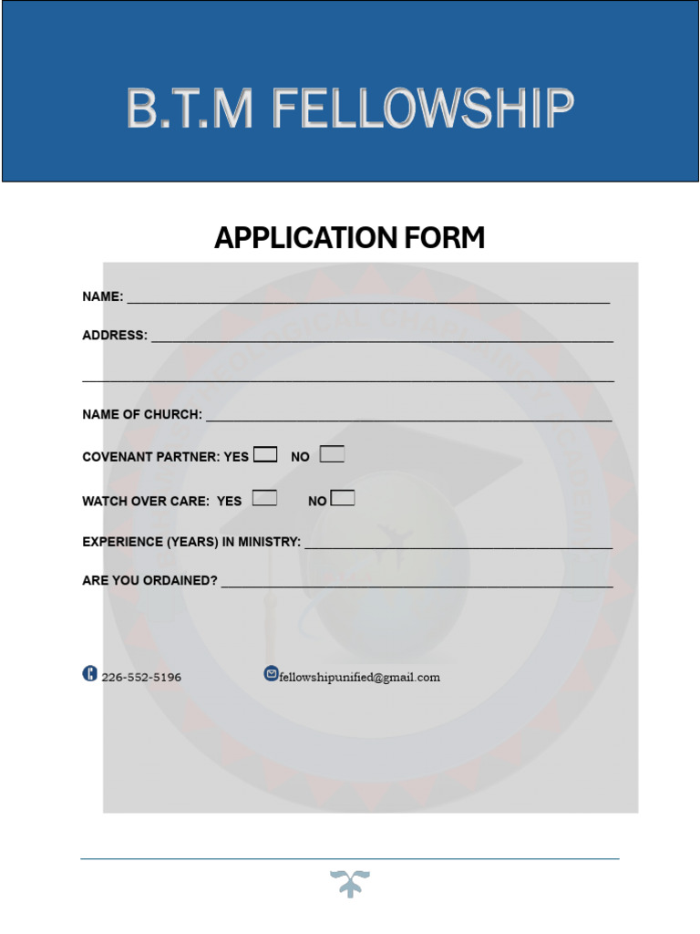 BTM Fellowship Application Form | PDF