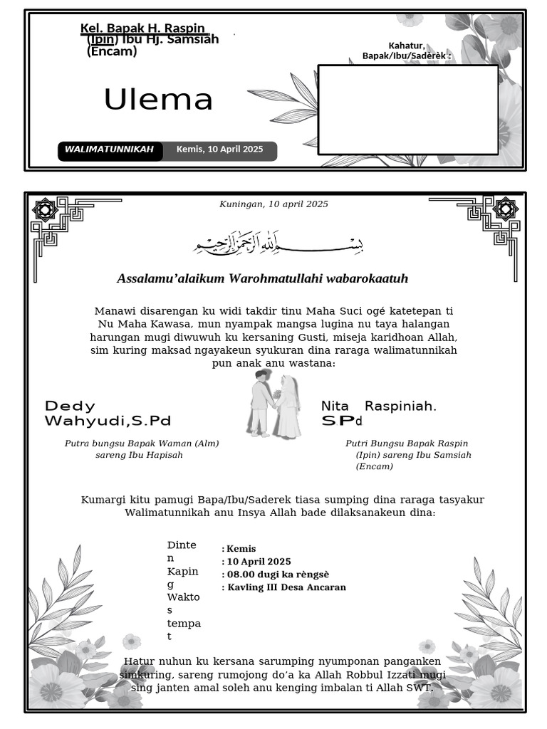 Undangan Nikah Ver Gbr 2 | PDF