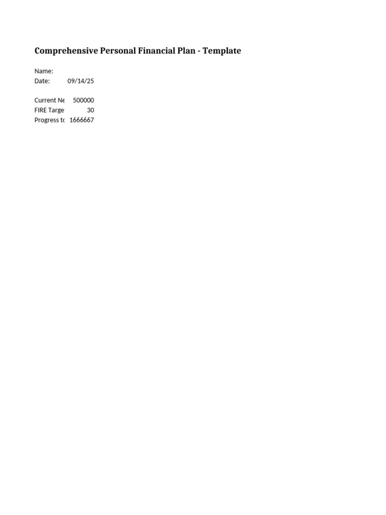 Comprehensive Personal Financial Plan | PDF | Equity (Finance) | Investing