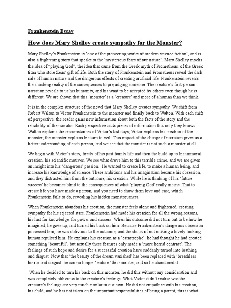 Frankenstein Monster Essay | PDF | Frankenstein
