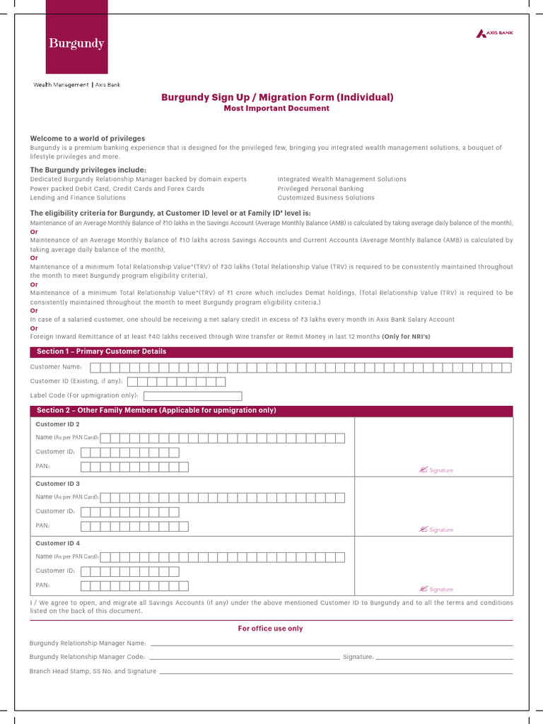 Nri Burgundy Savings Consolidated Form Mid Sign Up | PDF | Banks ...