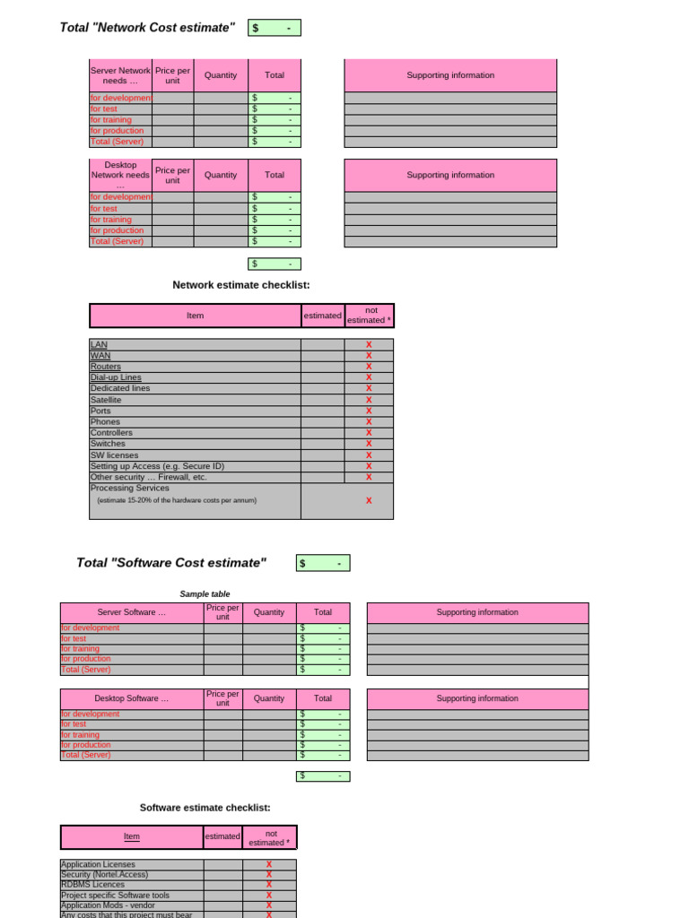 Network and Software Cost Estimates | PDF | Computer Network | Data ...