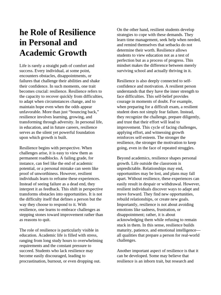 Resilience: Key to Growth and Success | PDF | Psychological Resilience ...