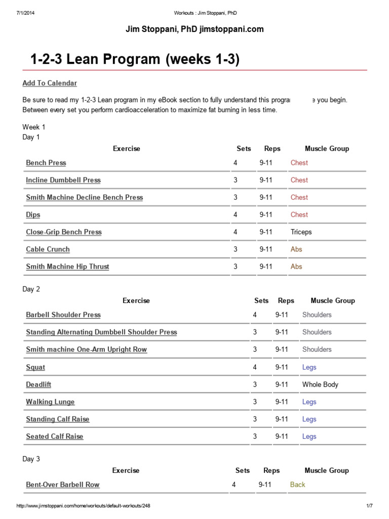 1 2 3 Lean Program Weeks 1 3 PDF | PDF | Weight Training | Weight