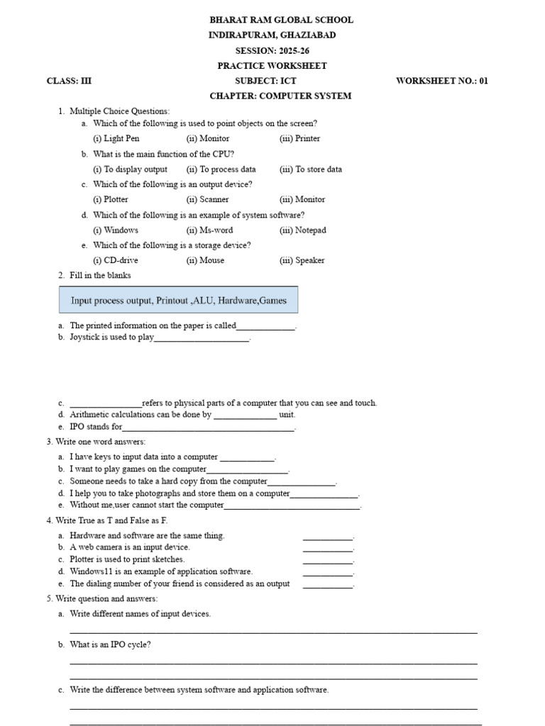 Cl3 Practice Worksheet1 250724 181612 | PDF | Input/Output | Office ...