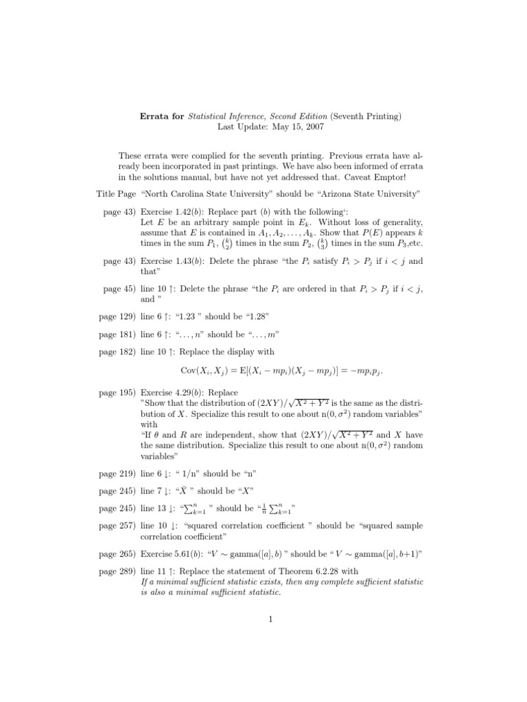 Errata 7 | PDF | Analysis | Statistical Analysis