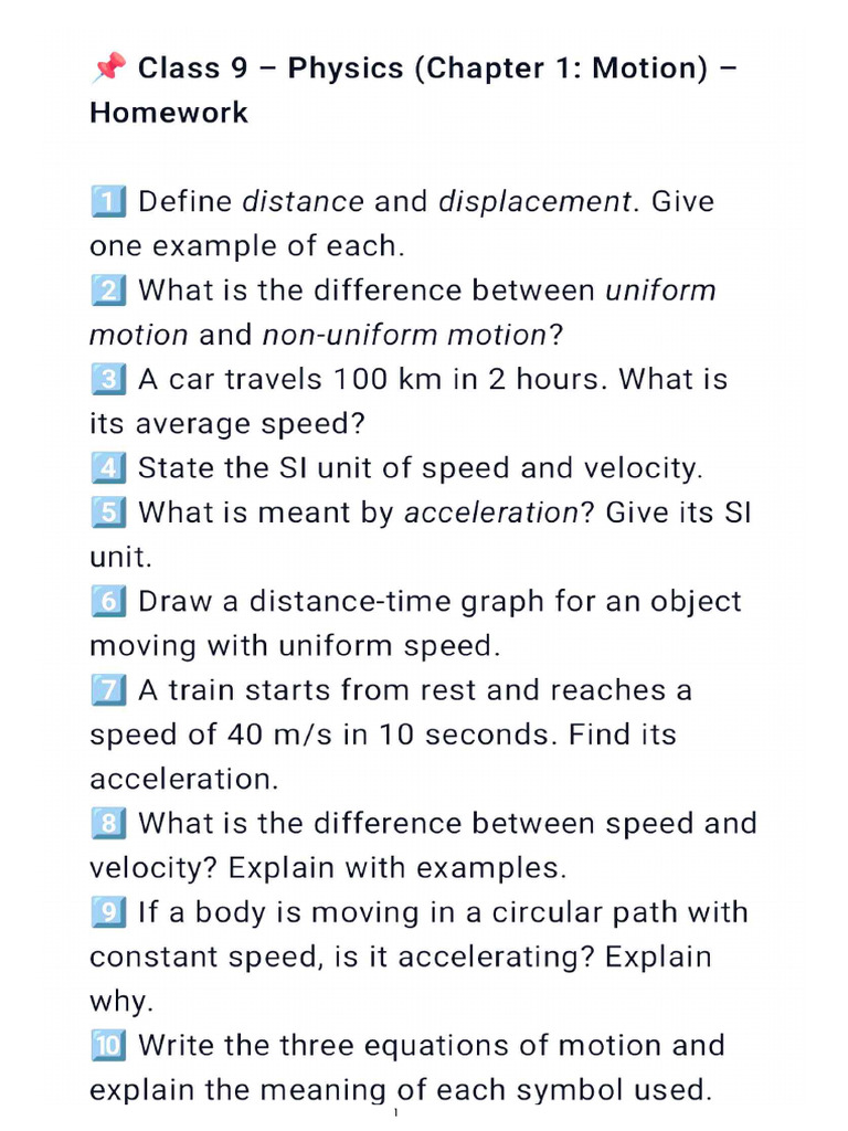 Class 9th Homework 09july2025 BMS | PDF