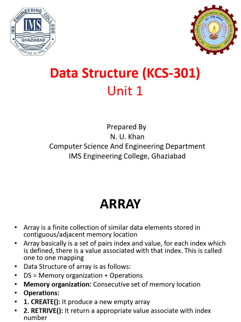 Unit-1 Array (Organization, Indexing Formula) | PDF | Data Management | Computing