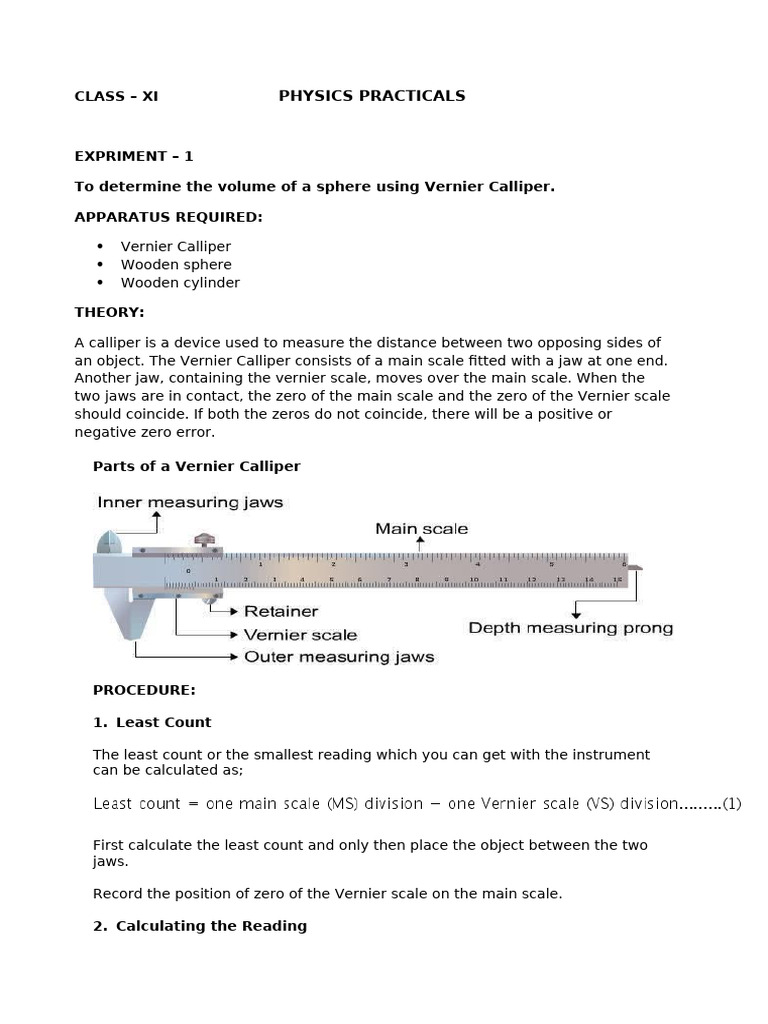 Measure Sphere Volume with Vernier Caliper | PDF