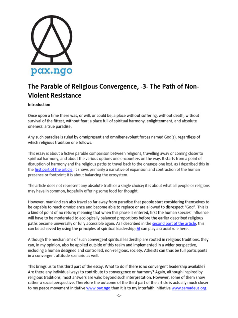 The Parable of Religious Convergence, - 3 - The Path of Non-Violent ...