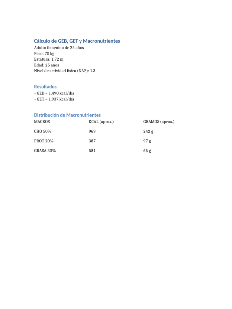 Cálculo GEB GET Macros | PDF