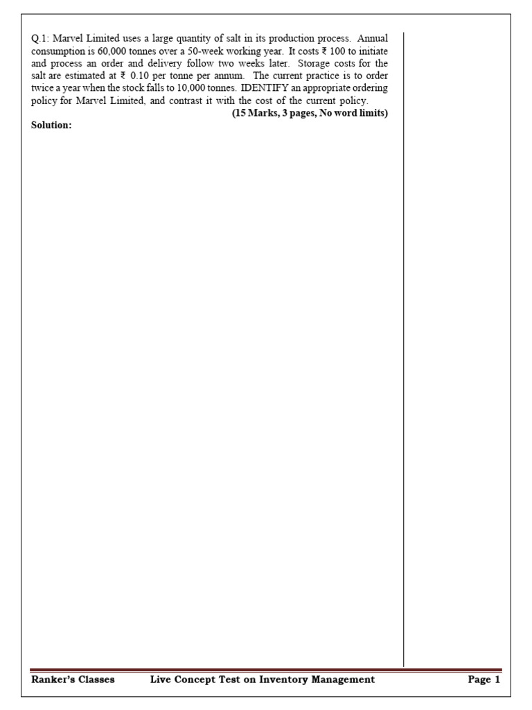 Inventory Management Ordering Policies | PDF