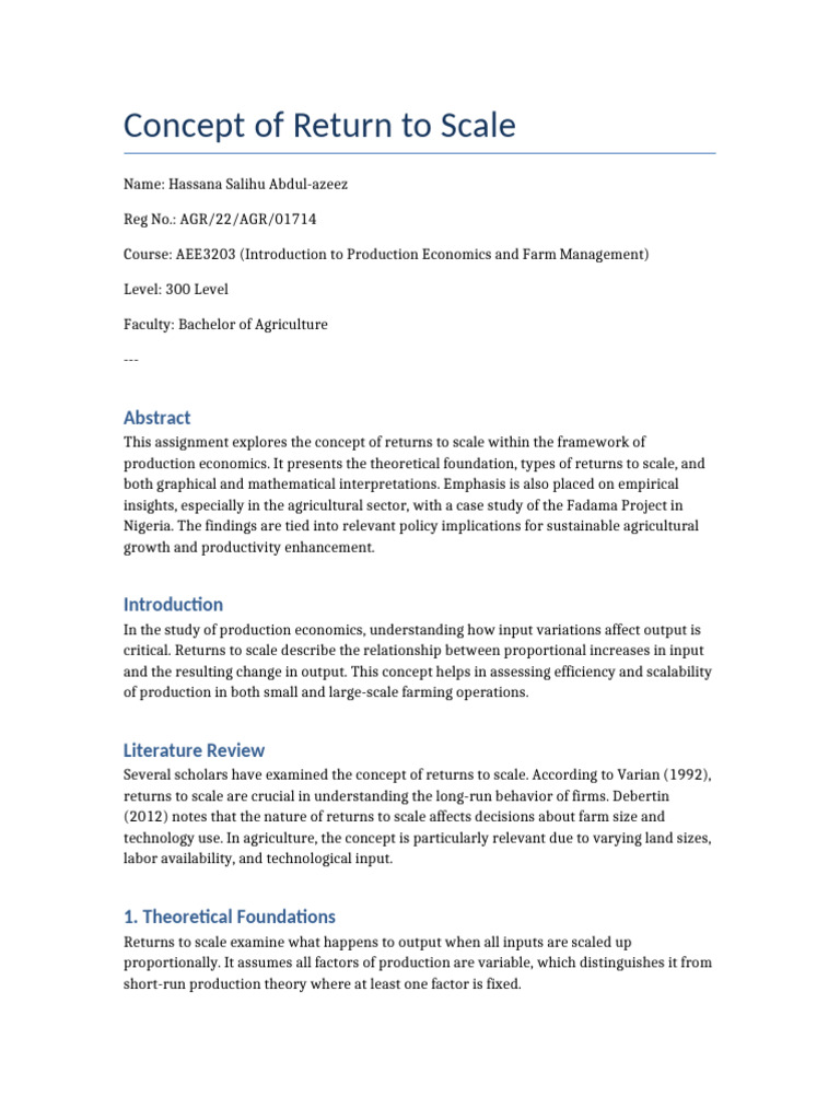 Understanding Returns to Scale in Agriculture | PDF | Economics ...