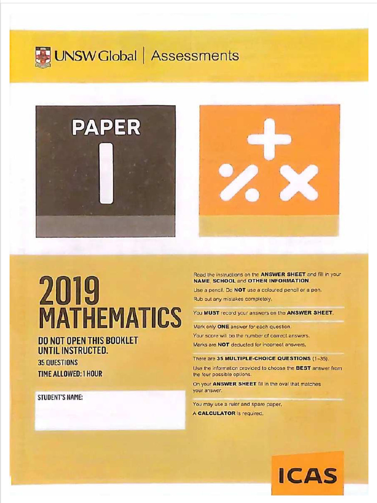 Math Paper I 2019 | PDF