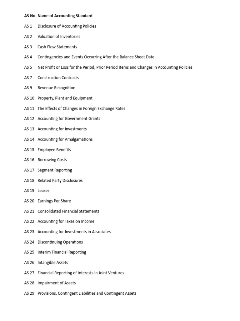 List of Accounting Standards | PDF