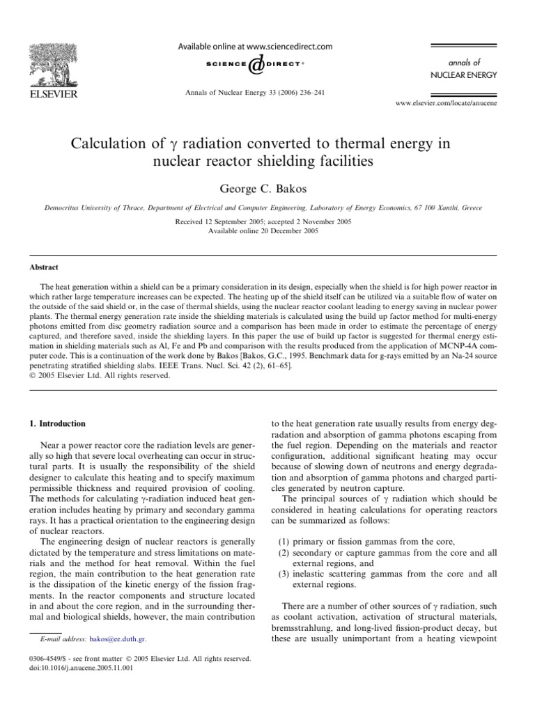 Gamma Radiation Heat Generation in Reactors | PDF | Gamma Ray | Nuclear ...