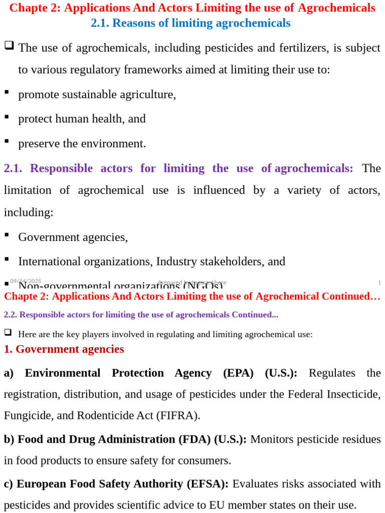 Limiting Agrochemical Use: Key Actors | PDF | Agriculture | Natural ...