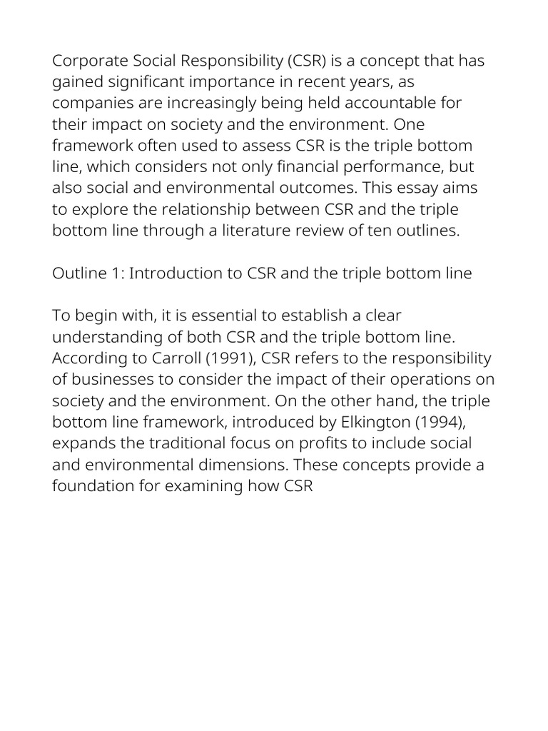 CSR and the Triple Bottom Line Explained | PDF | Corporate Social ...