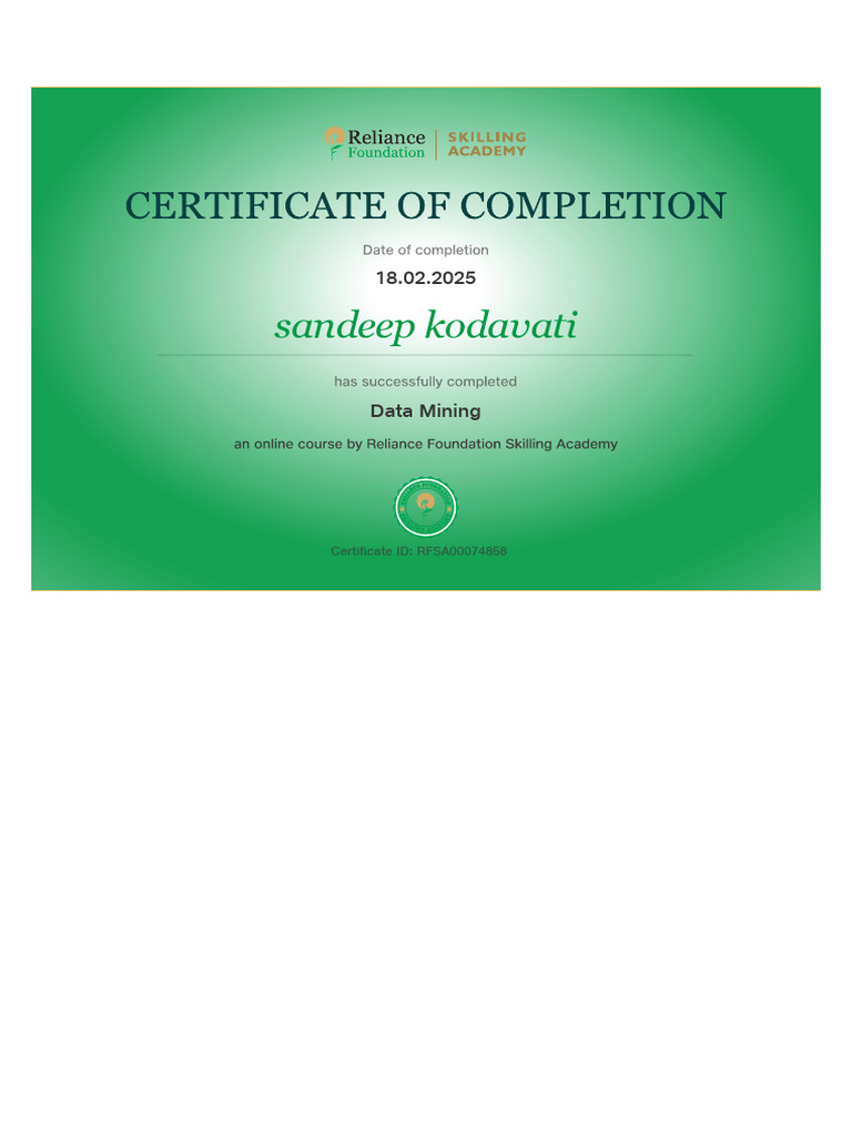 Certificate - RF Skilling Academy | PDF