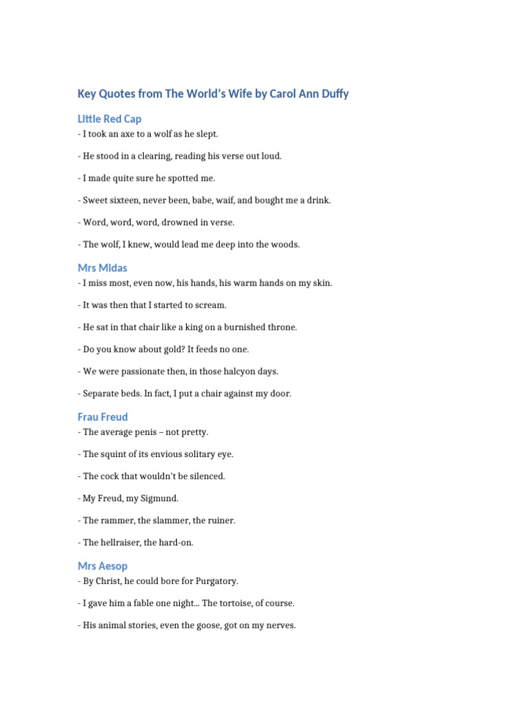Key Quotes from The World’s Wife | PDF