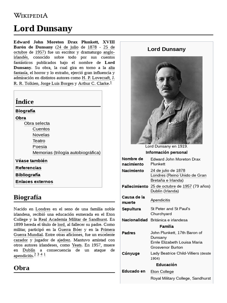Lord Dunsany: Pionero de la Fantasía | PDF