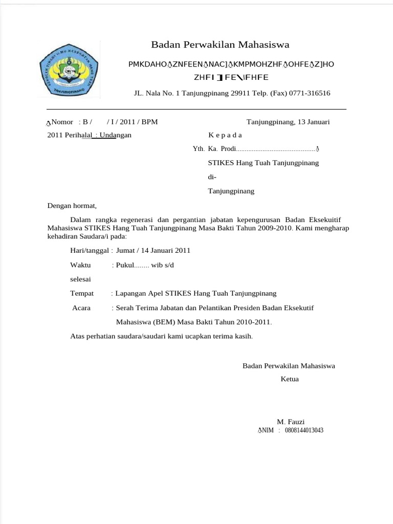 PDF Dokumen Tips Surat Undangan Pelantikan Bem Compress | PDF