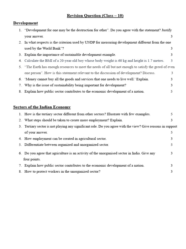 Revision Questios Class 10 | PDF